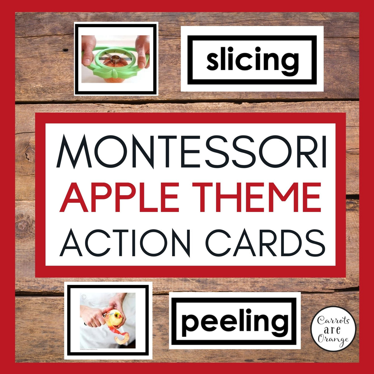 [Language] Action Cards - Apple Theme | Printables by Carrots Are Orange
