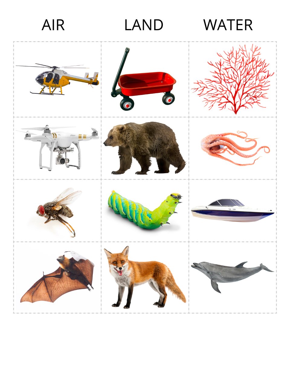 [Geography] Land, Air, Water Mat Sorting | Printables by Carrots Are Orange