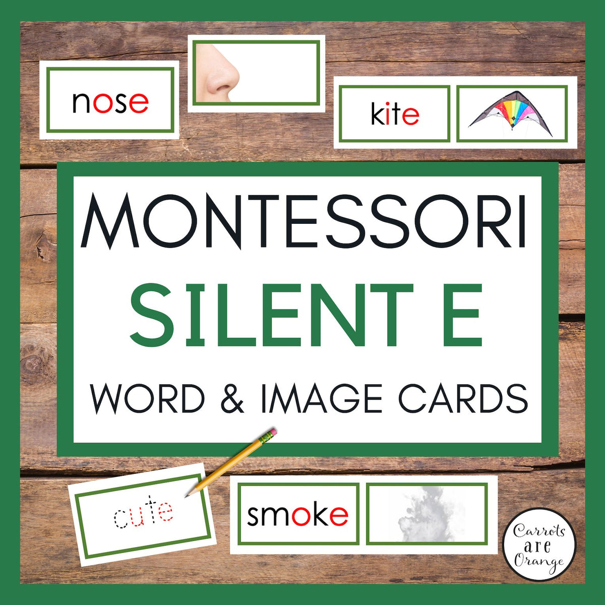 [Green Series] Silent E - Word Label & Image Cards | Printables by ...