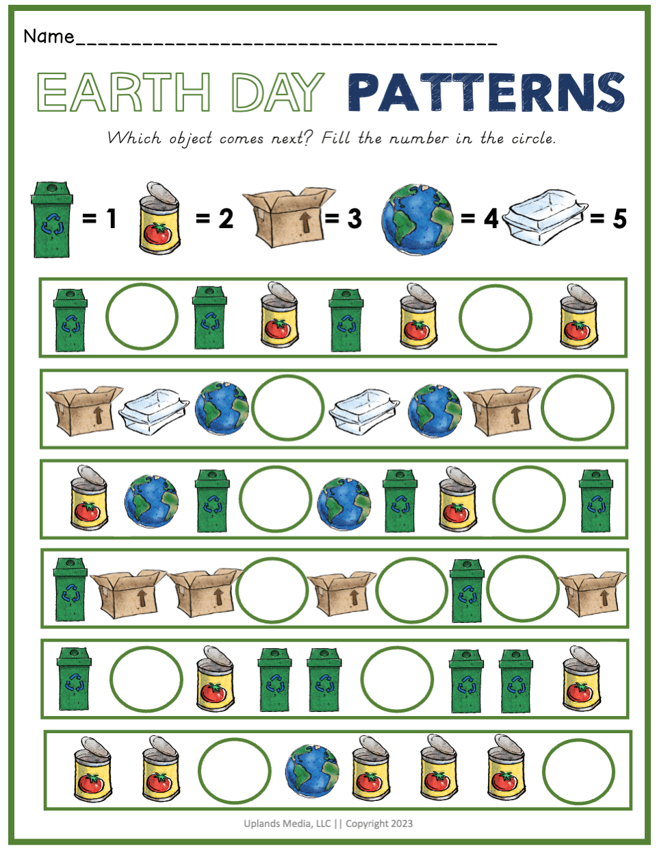 [Language] Pattern Cards - Earth Day | Printables by Carrots Are Orange