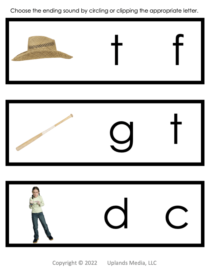 [Pink Series] Choose An Ending Sound Activity | Printables by Carrots ...