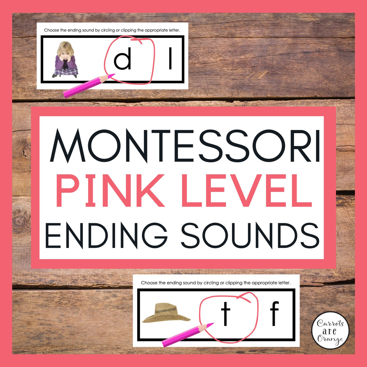 [Pink Series] Ending Sound Cards | Printables by Carrots Are Orange