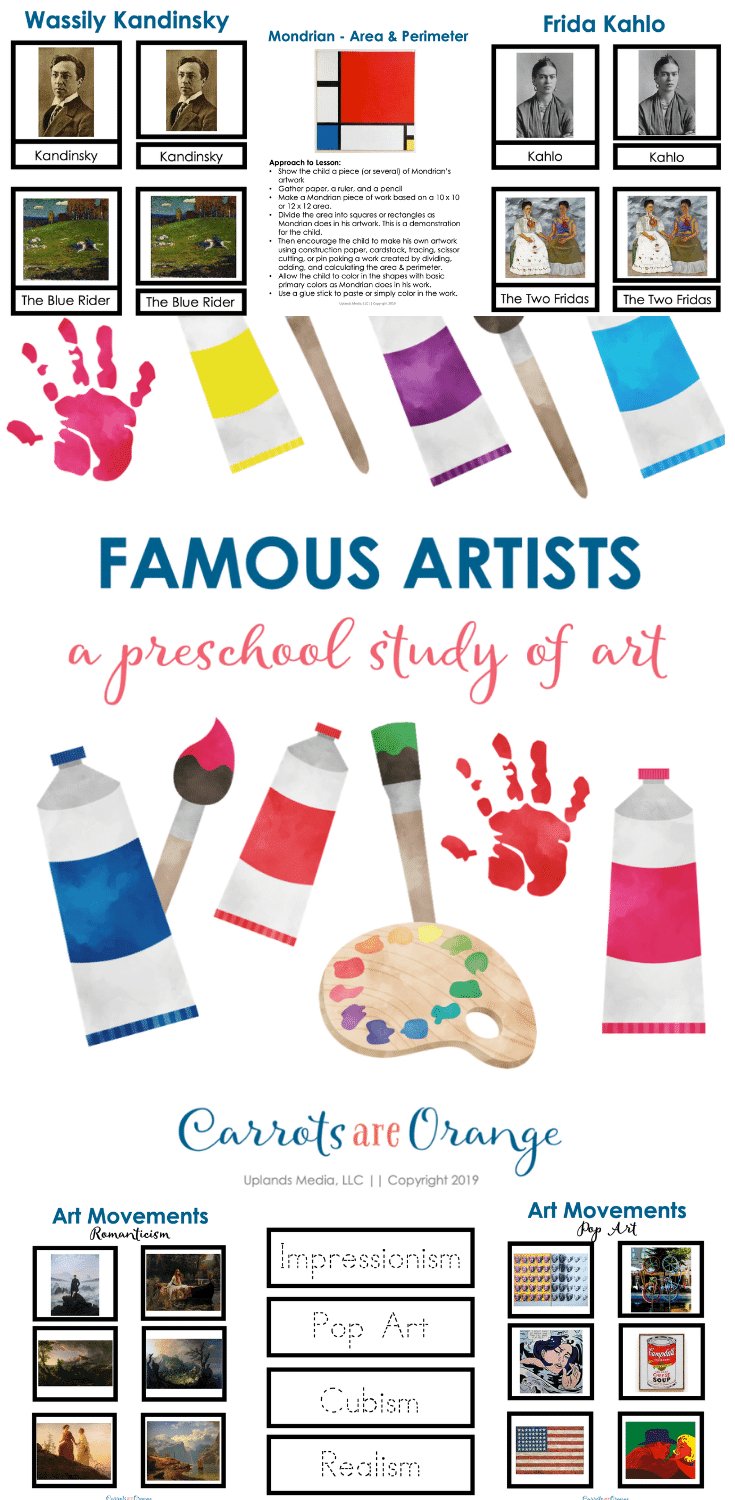 🎨 Famous Artists Preschool Study | Printables by Carrots Are Orange