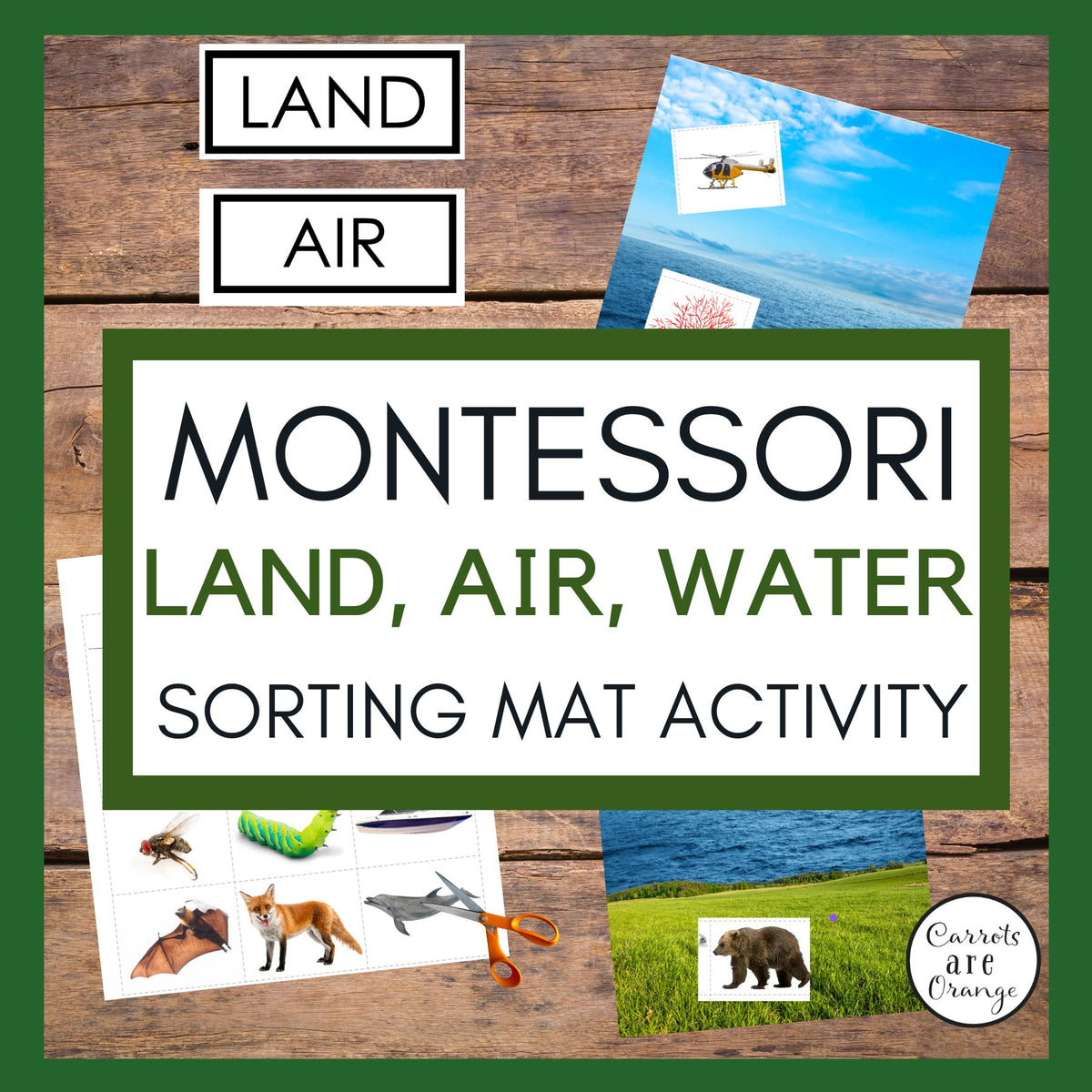 [Geography] Land, Air, Water Mat Sorting | Printables by Carrots Are Orange