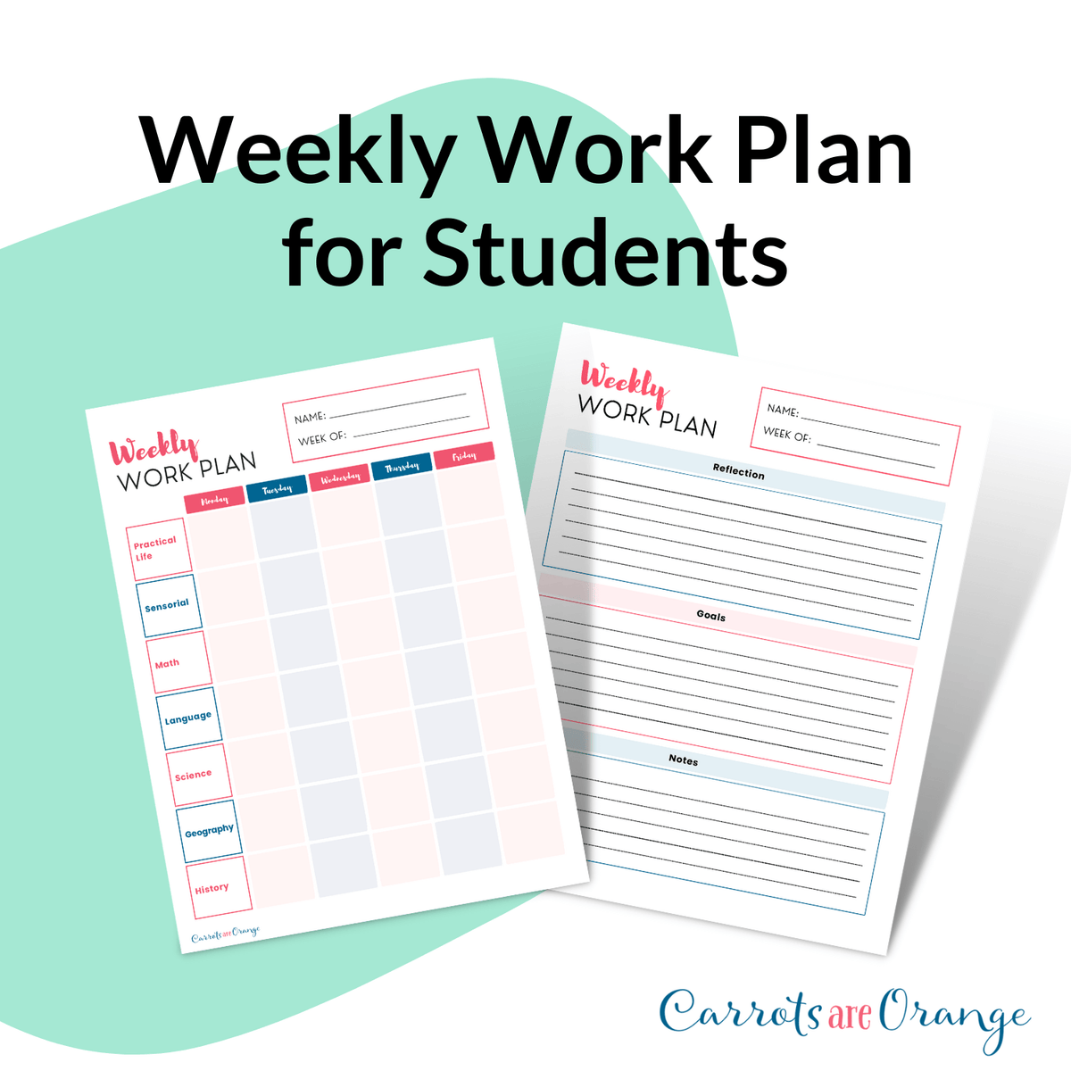 Montessori Weekly Work Plan | Printables by Carrots Are Orange