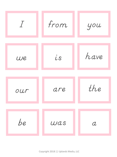 [Pink Level] Sight Word Cards | Printables by Carrots Are Orange