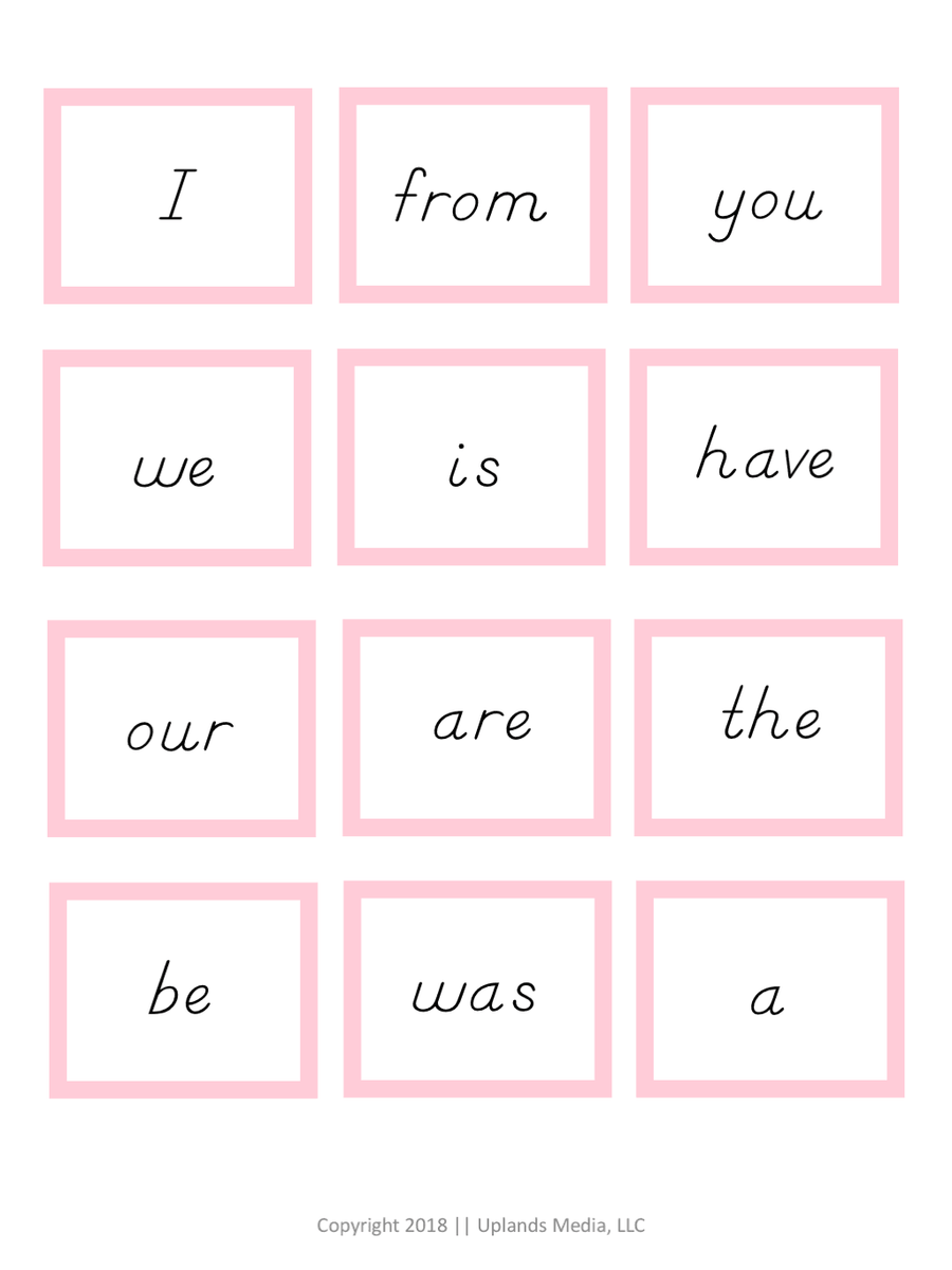 [Pink Level] Sight Word Cards | Printables by Carrots Are Orange