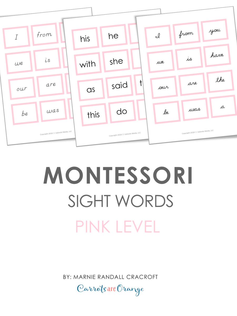 [Pink Level] Sight Word Cards | Printables by Carrots Are Orange