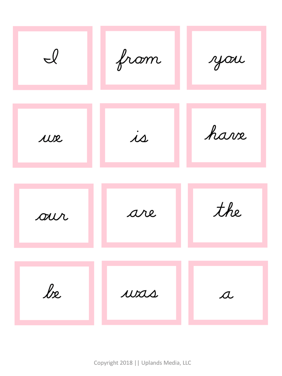 [Pink Level] Sight Word Cards | Printables by Carrots Are Orange