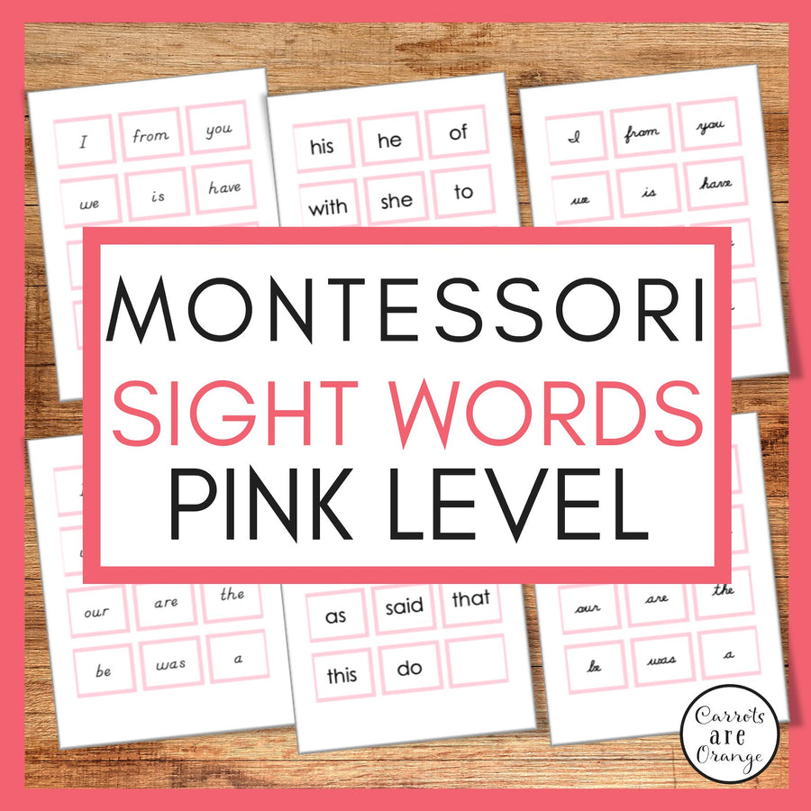 [Pink Level] Sight Word Cards | Printables by Carrots Are Orange