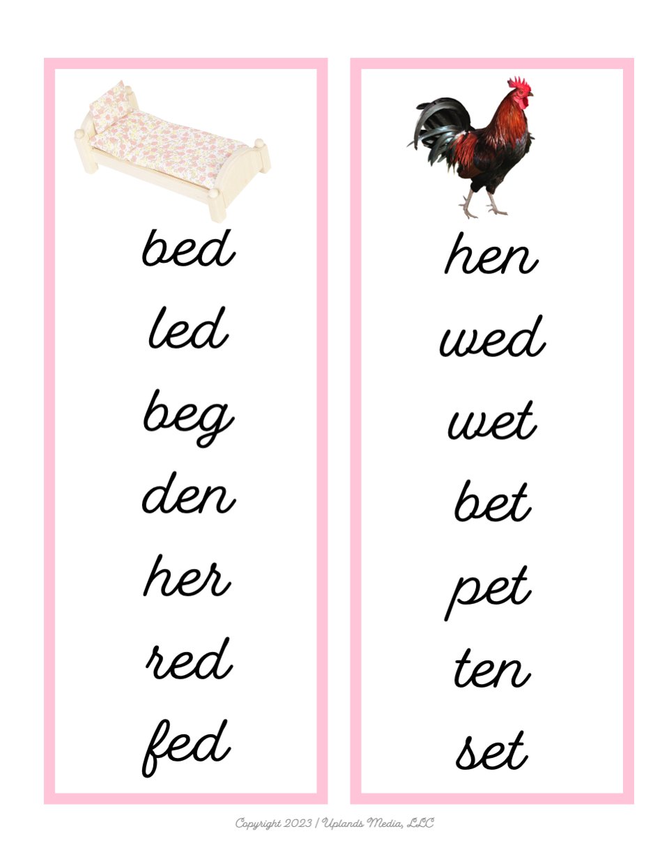 [Pink Series] Short Vowel Word Lists | Printables by Carrots Are Orange