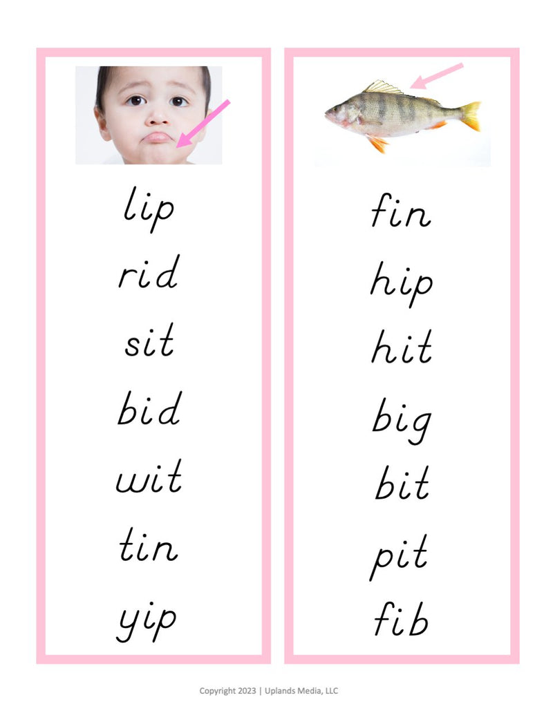 [Pink Series] Short Vowel Word Lists | Printables by Carrots Are Orange