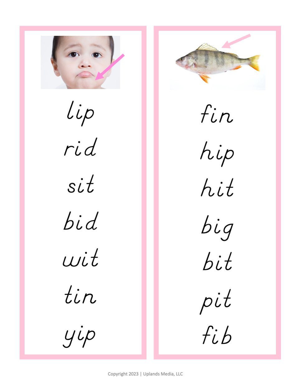 [Pink Series] Short Vowel Word Lists | Printables by Carrots Are Orange